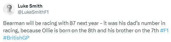 比尔曼明年将使用87号作为自己的车号…|大奖赛|F1_新浪新闻