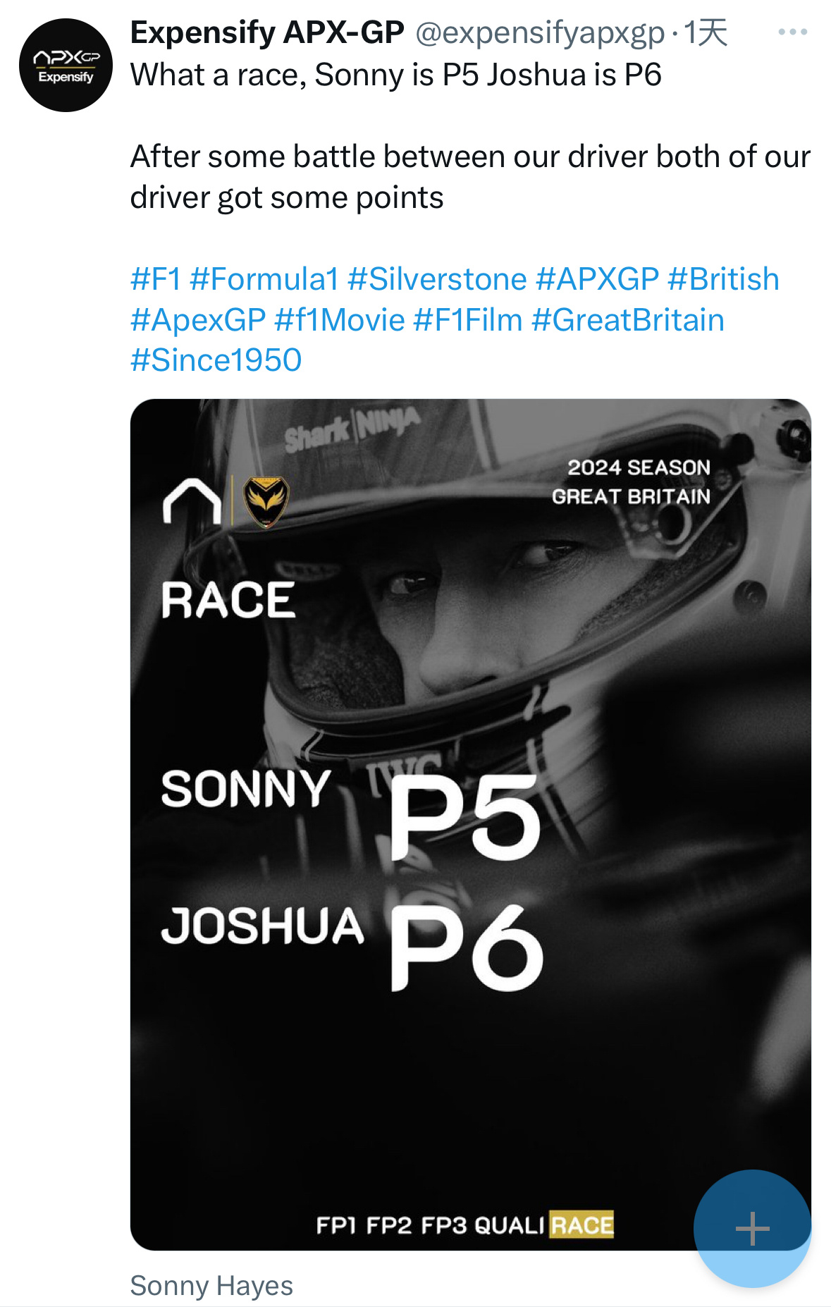 才看到APX-GP车队每个比赛周末的社媒都像模像样的|车队|F1_新浪新闻