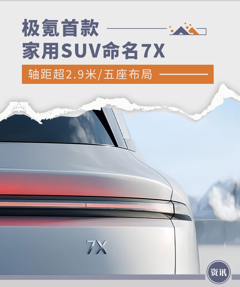 极氪首款家用SUV命名7X 轴距超2.9米/五座布局-新浪汽车