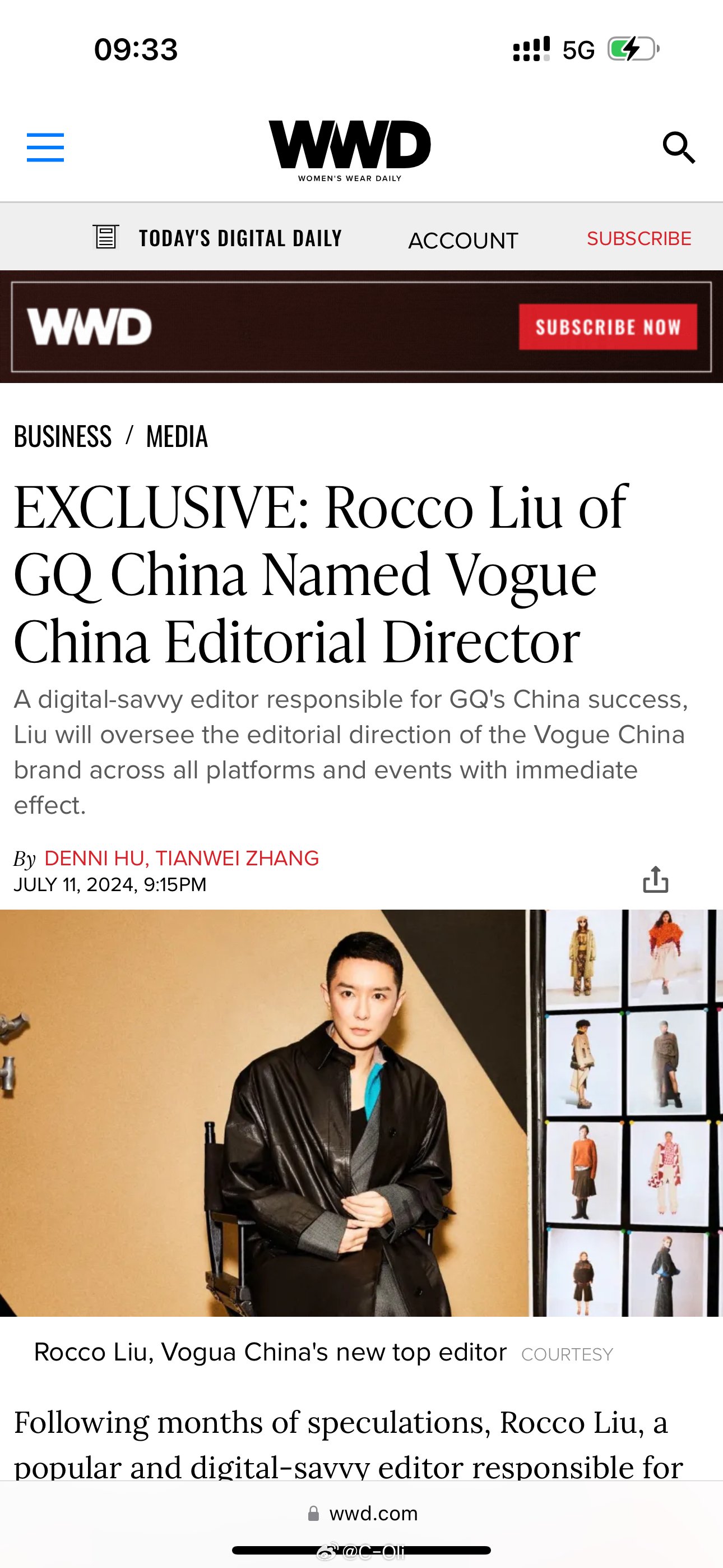 VOGUE China迎来第三任主编 - Rocco刘冲！|VOGUE|刘冲|候选人_新浪新闻