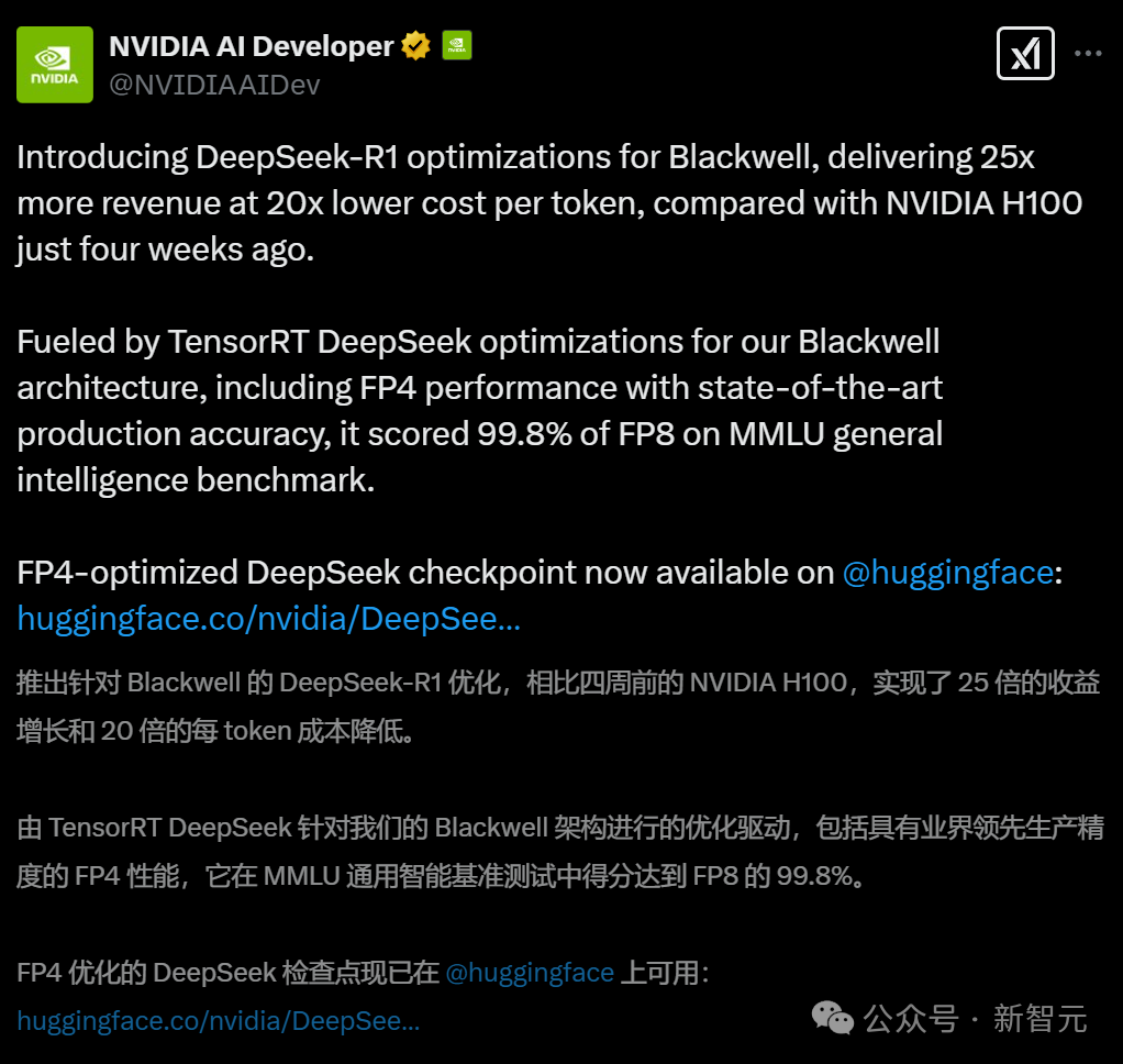 英伟达下场，首次优化DeepSeek-R1！B200性能狂飙25倍，碾压H100_创事记_新浪科技_新浪网
