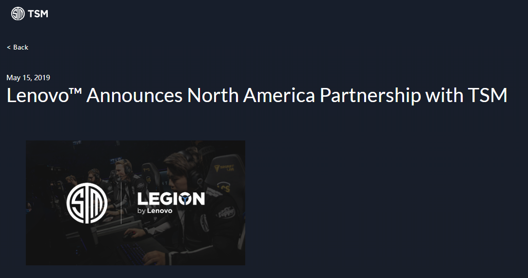 联想赞助北美TSM电竞俱乐部：“追求卓越”_自媒体_新浪游戏_新浪网