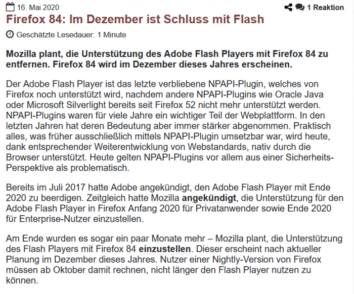 Mozilla Firefox 84 版本起将彻底停止对Adobe Flash的支持|Firefox|Mozilla_新浪科技_新浪网