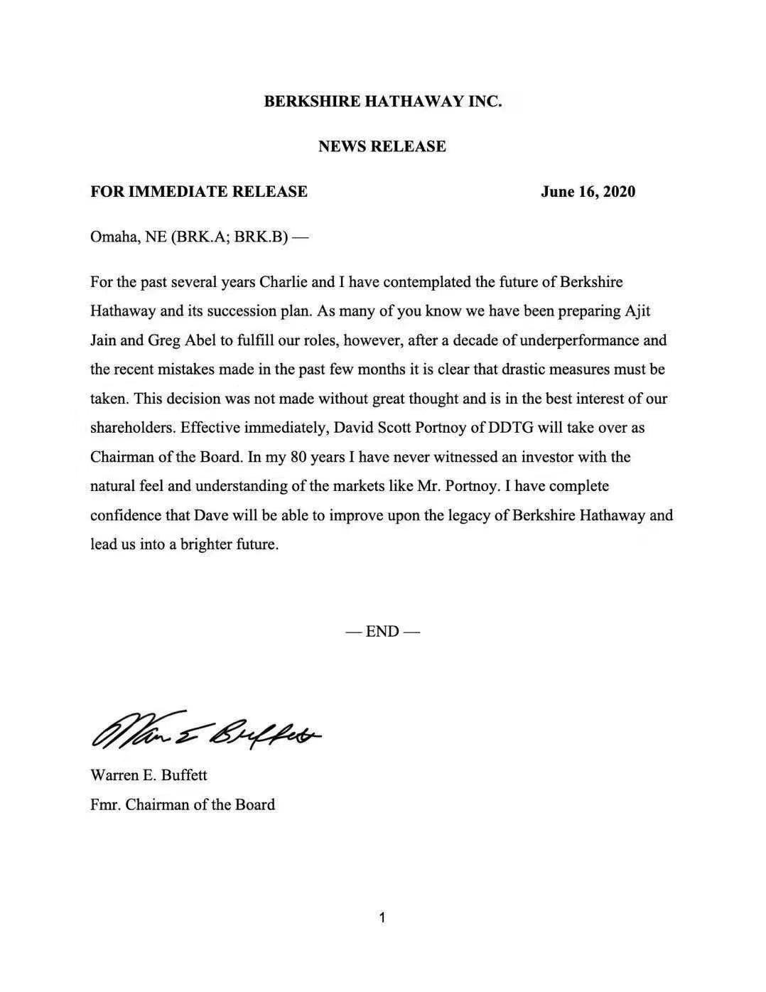 巴菲特选定继任者 David Scott Portnoy将接任董事会主席|巴菲特_新浪财经_新浪网