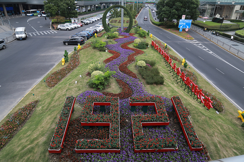 陆家嘴用花拼出“1921”，迎接国庆上海街头花卉焕然一新|上海市_新浪财经_新浪网