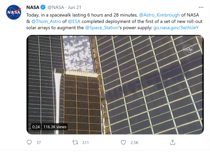 看ISS新太阳能阵列如何像一个巨大的舌头在太空中展开|太空|NASA|太阳能_新浪科技_新浪网