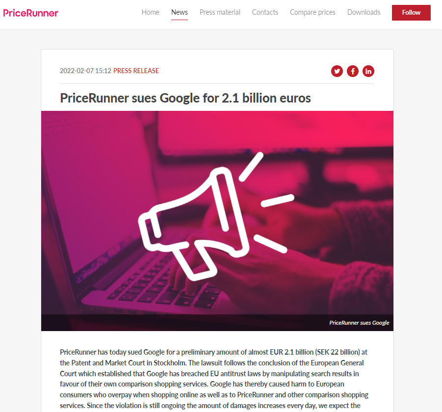 遭索赔21亿欧元！谷歌再次面临反垄断起诉，创始人刚抛售公司股票|谷歌_新浪财经_新浪网