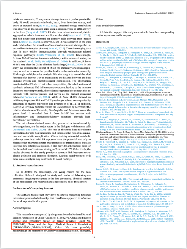 许春娣教授团队揭示短双歧杆菌M-16V可以缓解纳米聚苯乙烯引起的免疫紊乱|纳米|微生物_新浪新闻