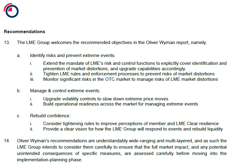 首份“伦镍事件”深度评估报告发布 LME回应：致力于采取所有必要的措施来重建金属市场信心|镍_新浪财经_新浪网
