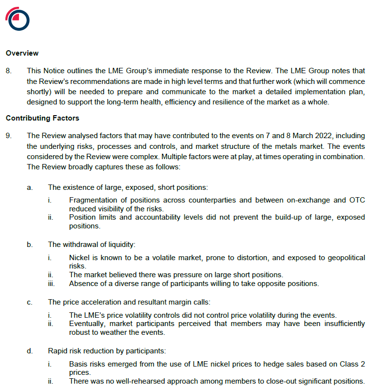 首份“伦镍事件”深度评估报告发布 LME回应：致力于采取所有必要的措施来重建金属市场信心|镍_新浪财经_新浪网