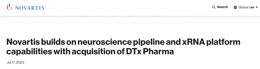 10亿美元！诺华收购RNA疗法公司DTx Pharma|RNA_新浪财经_新浪网
