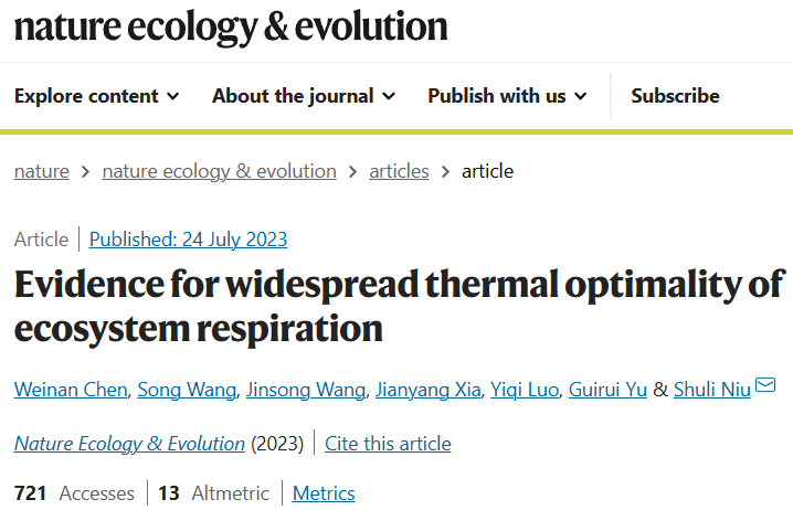 Nature Ecology & Evolution | 中科院地理所牛书丽团队等证实生态系统呼吸存在最适温及热适应性|生态系统_新浪财经_新浪网