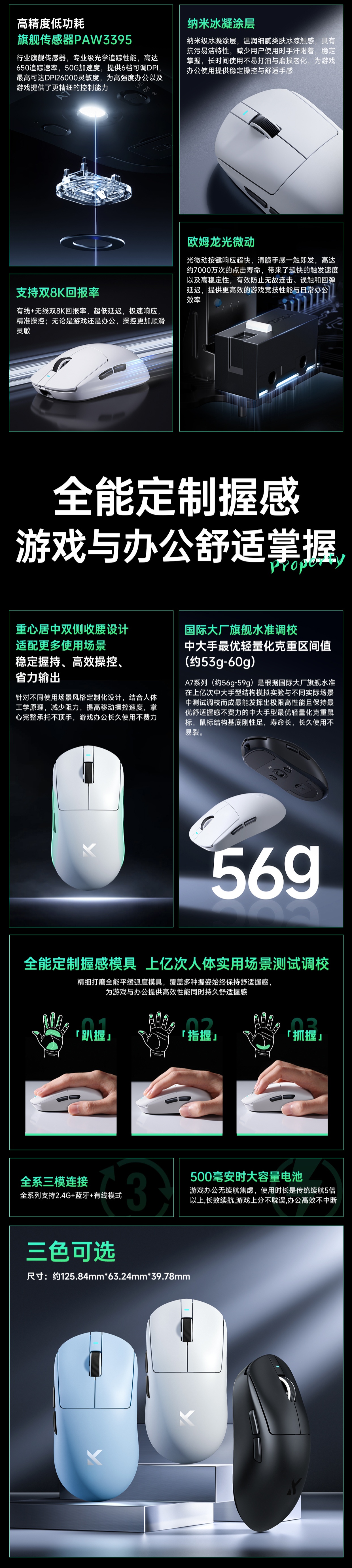 迈从 A7 系列轻量化鼠标首销：PAW3395、适配中大手型，首发 199 元_新浪科技_新浪网