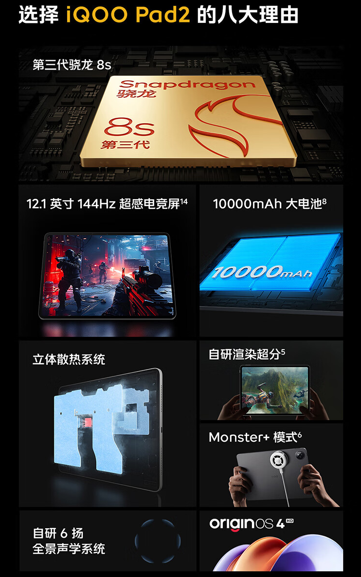 iQOO Pad 2 平板开启限时优惠活动：骁龙 8s Gen3、赠智能双面夹，2299 元起_新浪科技_新浪网