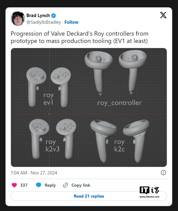 Valve 新一代 VR 控制器“Roy”模型曝光，采用无环设计_新浪科技_新浪网