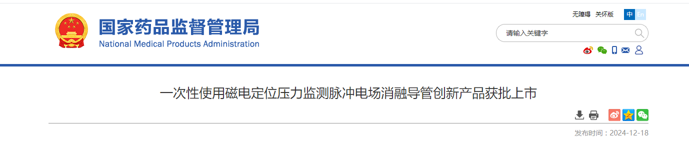一次性使用磁电定位压力监测脉冲电场消融导管创新产品获批上市_新浪财经_新浪网