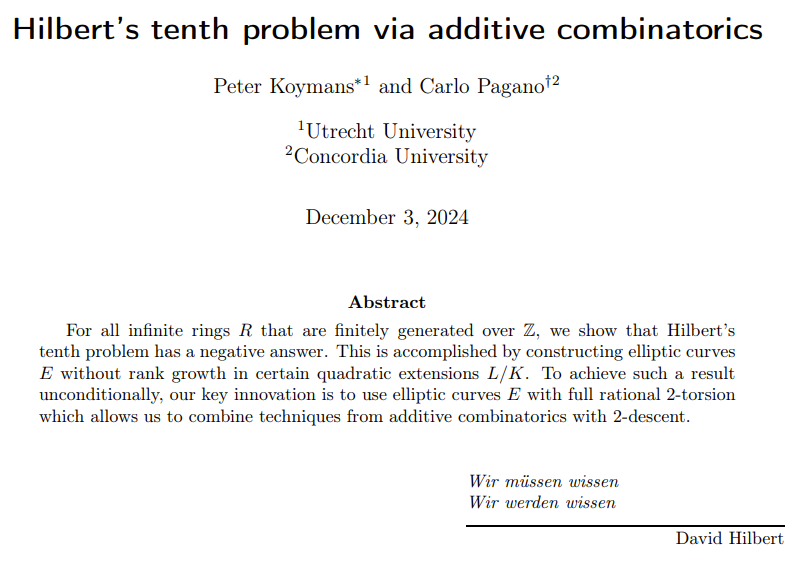数学真理的极限在哪里？希尔伯特第十问题扩展版得到证明|数学|希尔伯特|丢番图_新浪科技_新浪网