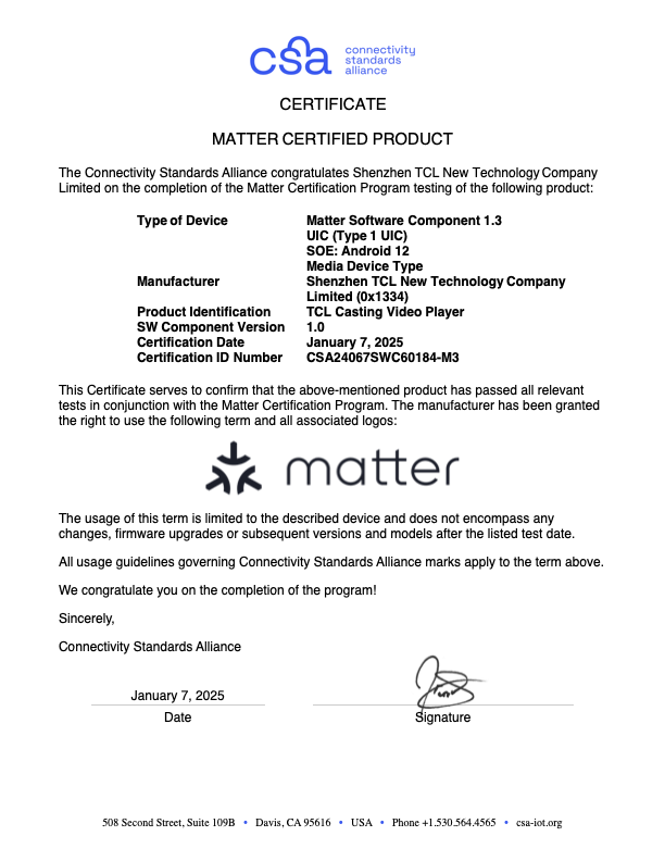 TCL TV再获首批Matter 1.3认证，开放生态让智能家居真正无界|TCL_新浪财经_新浪网