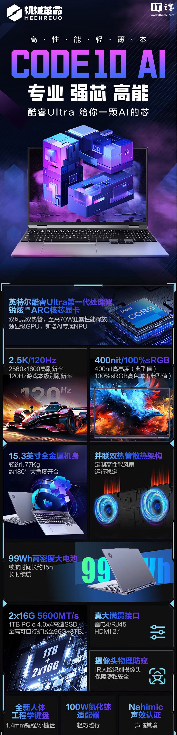 机械革命“程序员本”Code10 AI 首销：Ultra7 155H + 32G + 1T 国补后 4399.2 元|机械革命|AI|程序员_新浪科技_新浪网