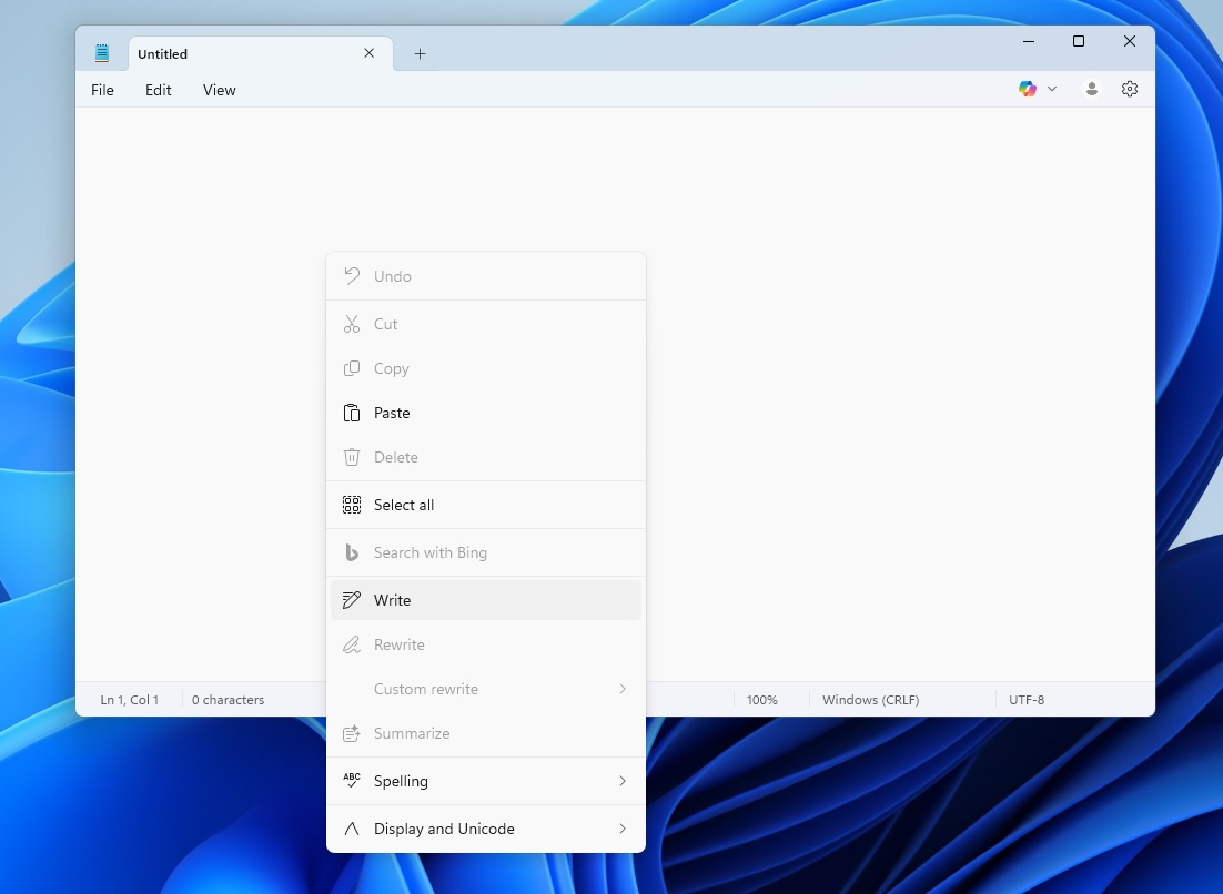 初探微软 Win11 系统 Write 功能，记事本变身 AI 写手|AI|Win11|微软_新浪科技_新浪网