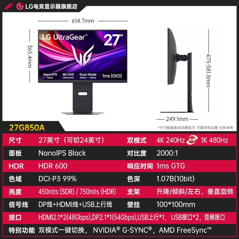 LG 27G850A电竞显示器限时特惠|LG_新浪科技_新浪网