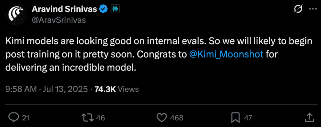 Kimi K2 发布并开源，Perplexity CEO：惊艳！即将启动后训练 | 蓝驰家族头条|3D_新浪科技_新浪网