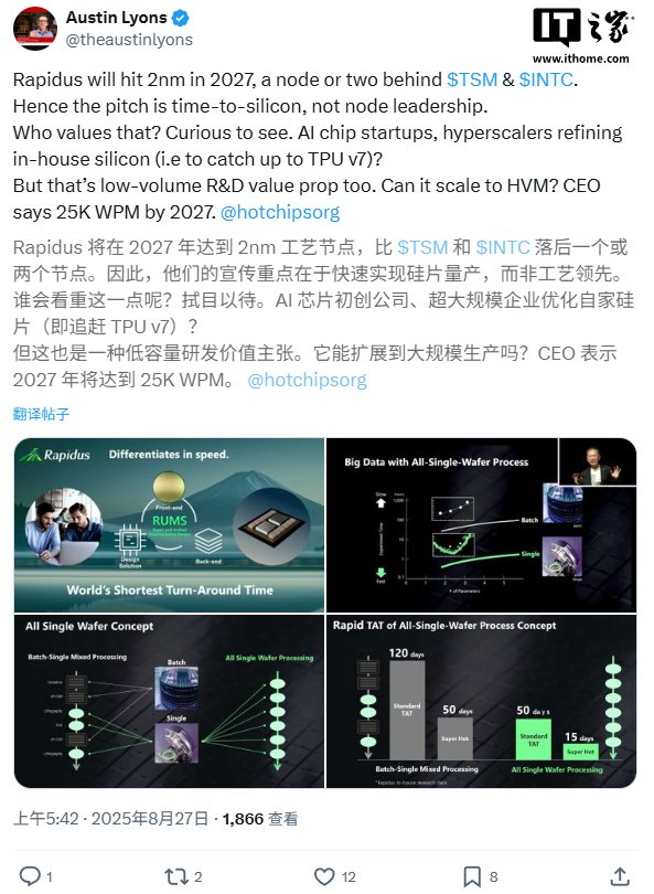 Rapidus 宣布完成 2nm GAA 测试流片：计划 2027 年大规模量产，月产能预计可达 2.5 万片|晶圆_新浪科技_新浪网