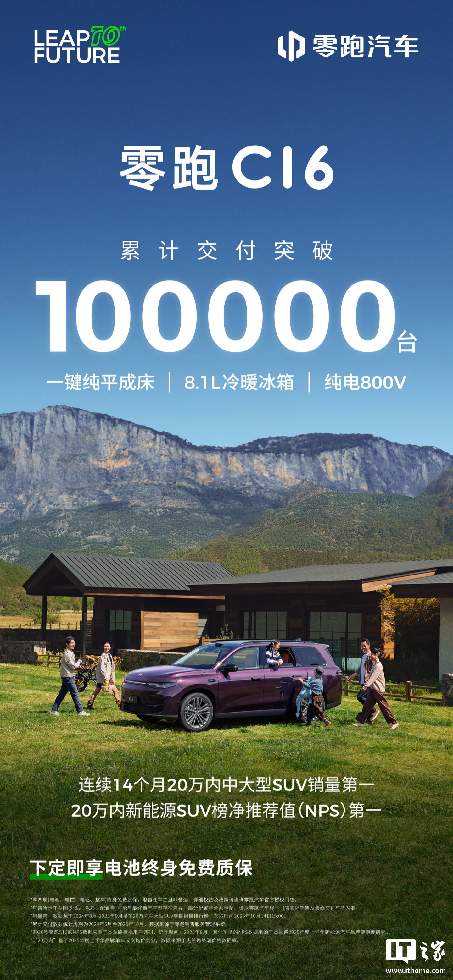 零跑 C16 汽车累计交付突破 10 万台，连续 14 个月 20 万内中大型 SUV 销量第一|中大型SUV|SUV _新浪科技_新浪网