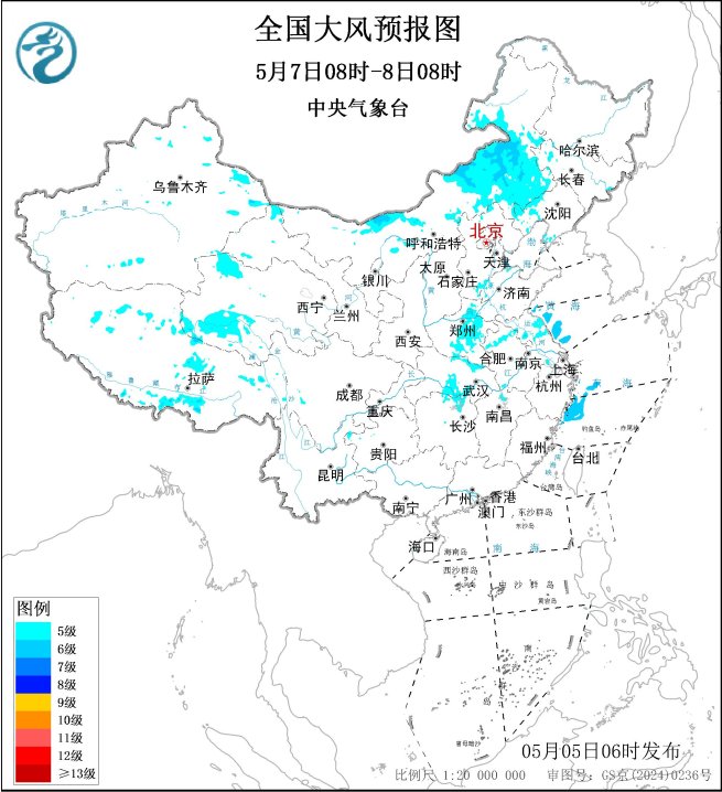 中央气象台：大风预报72小时（05/05）|大风_新浪财经_新浪网