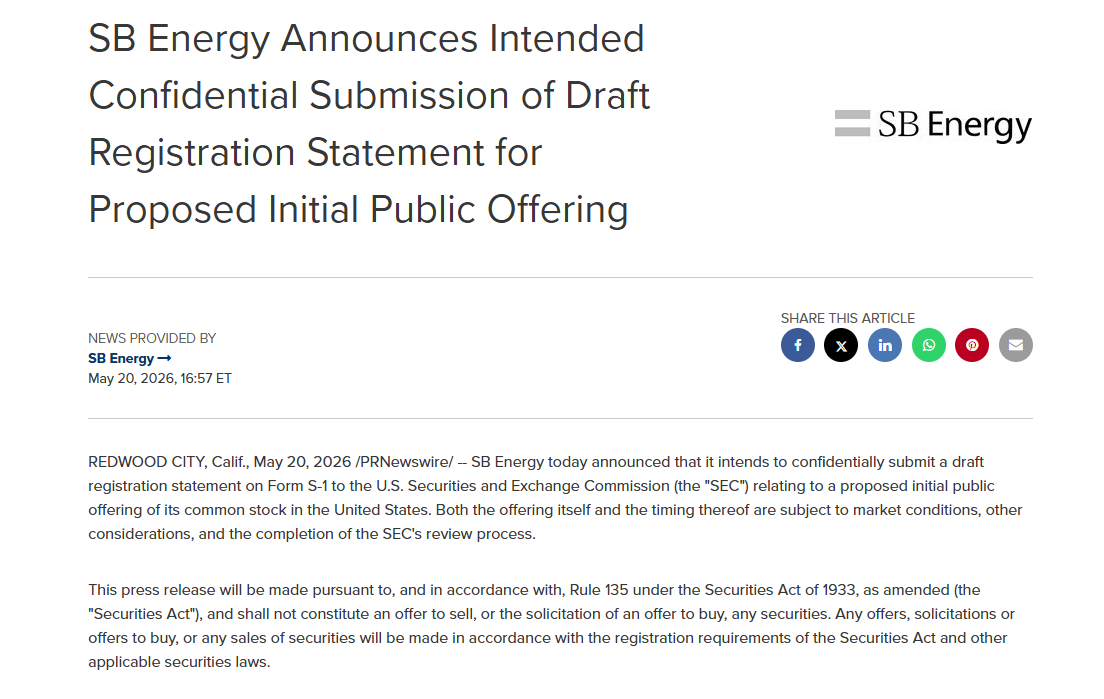 软银旗下SB Energy计划向SEC秘密提交首次公开募股注册声明草案|软银集团_新浪财经_新浪网