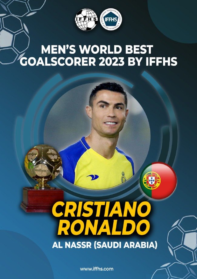 官方：C罗54球当选IFFHS评选的23年最佳射手|IFFHS|最佳射手|克里斯蒂亚诺·罗纳尔多|FIFA|国际足球_手机新浪网