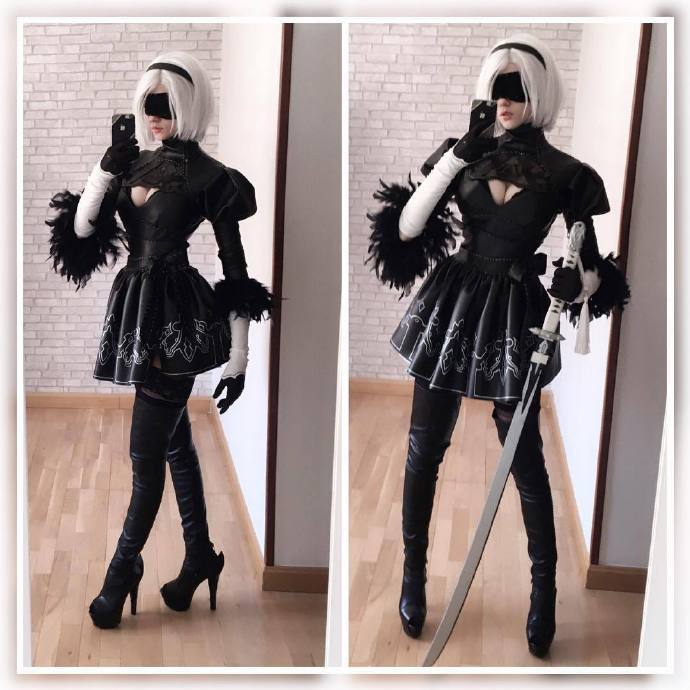 美女COS《尼尔：机械纪元》2B 穿紧身衣身材火辣_新浪游戏_手机新浪网